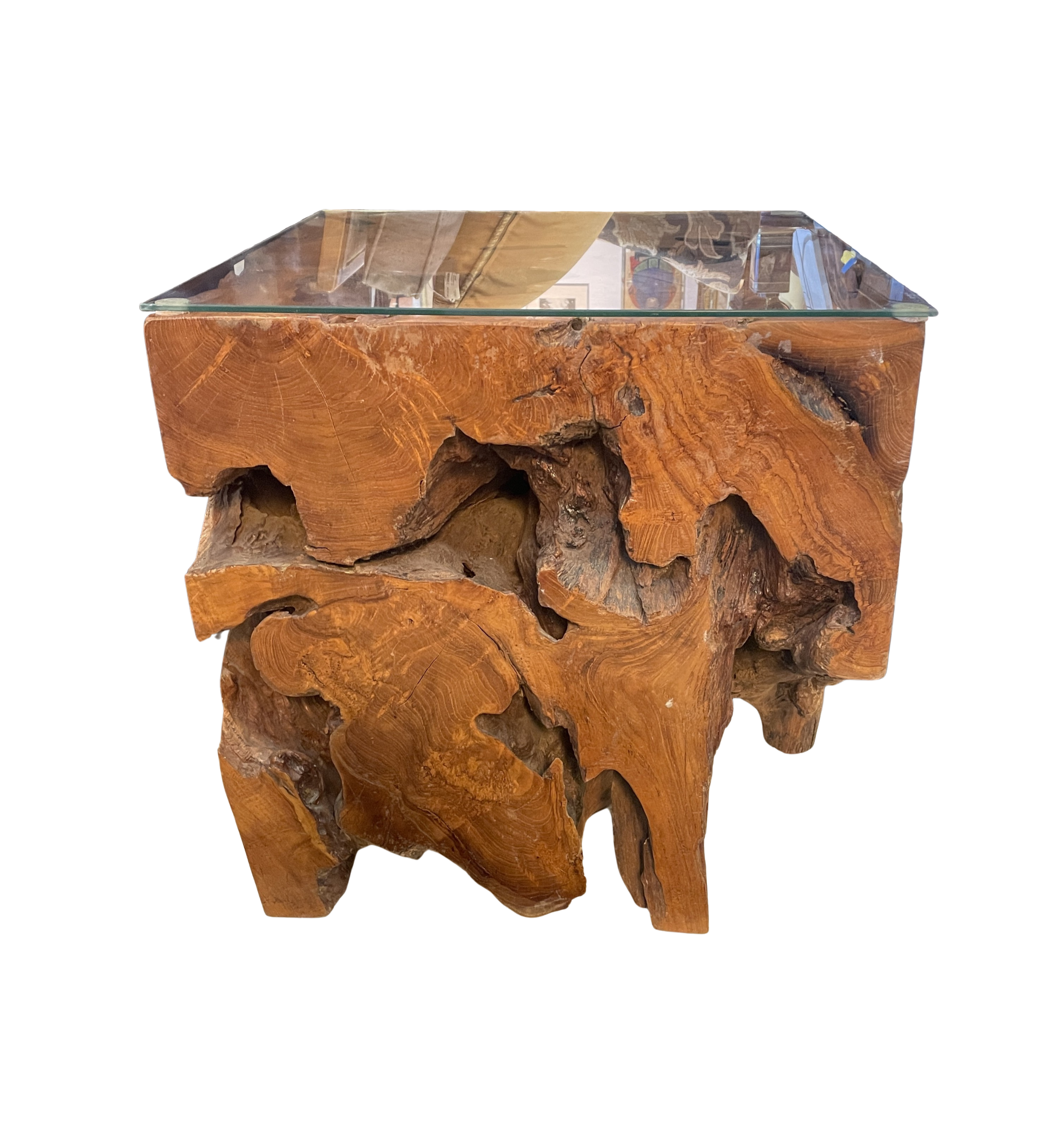 Vintage Teak Root End Table with Glass Top (0KB003) – The Perfect Thing